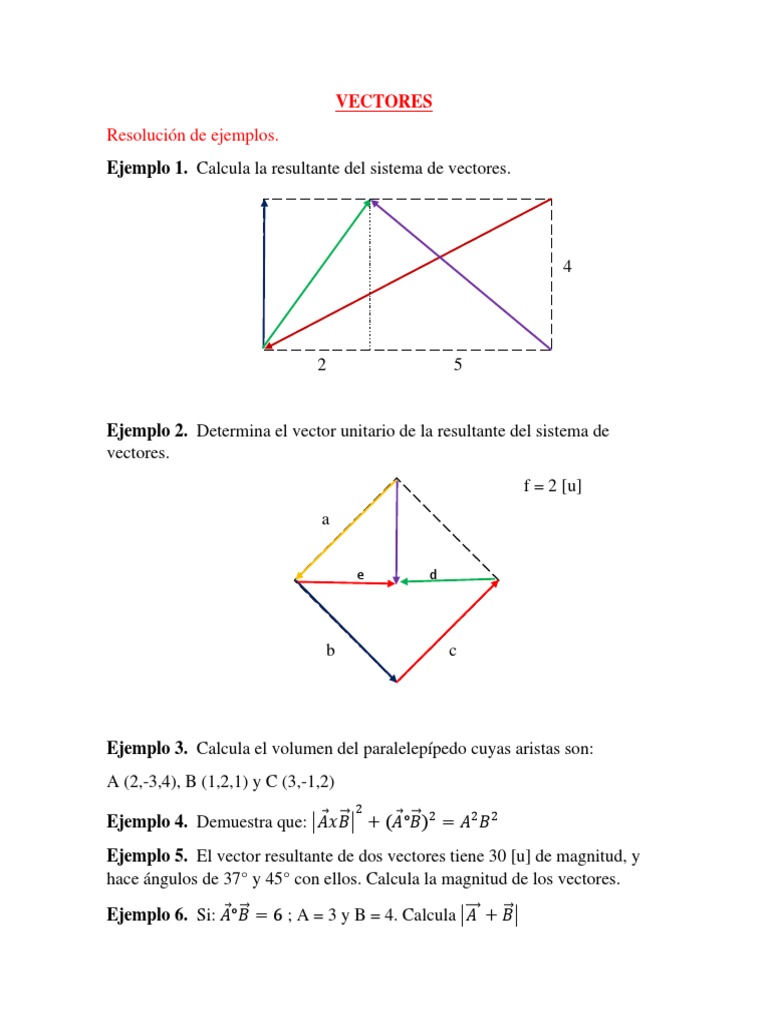 Vectores - Ejemplos (1) . | PDF