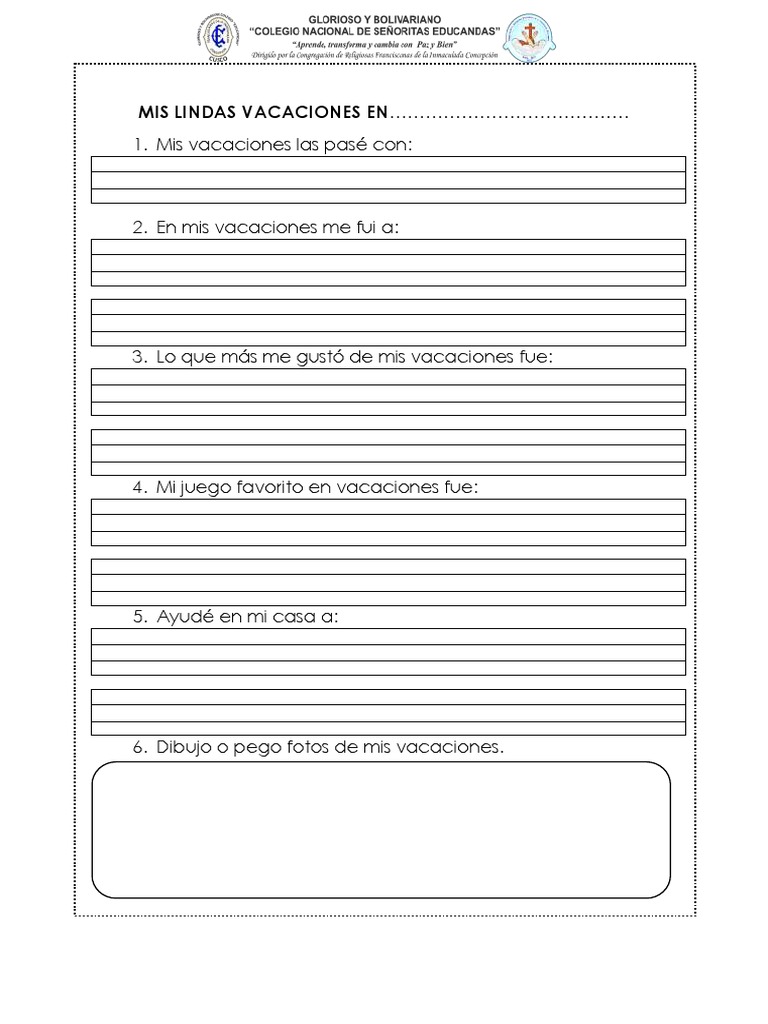 Mis Vacaciones Las Pasé Con | PDF | Deportes y actividades al aire libre