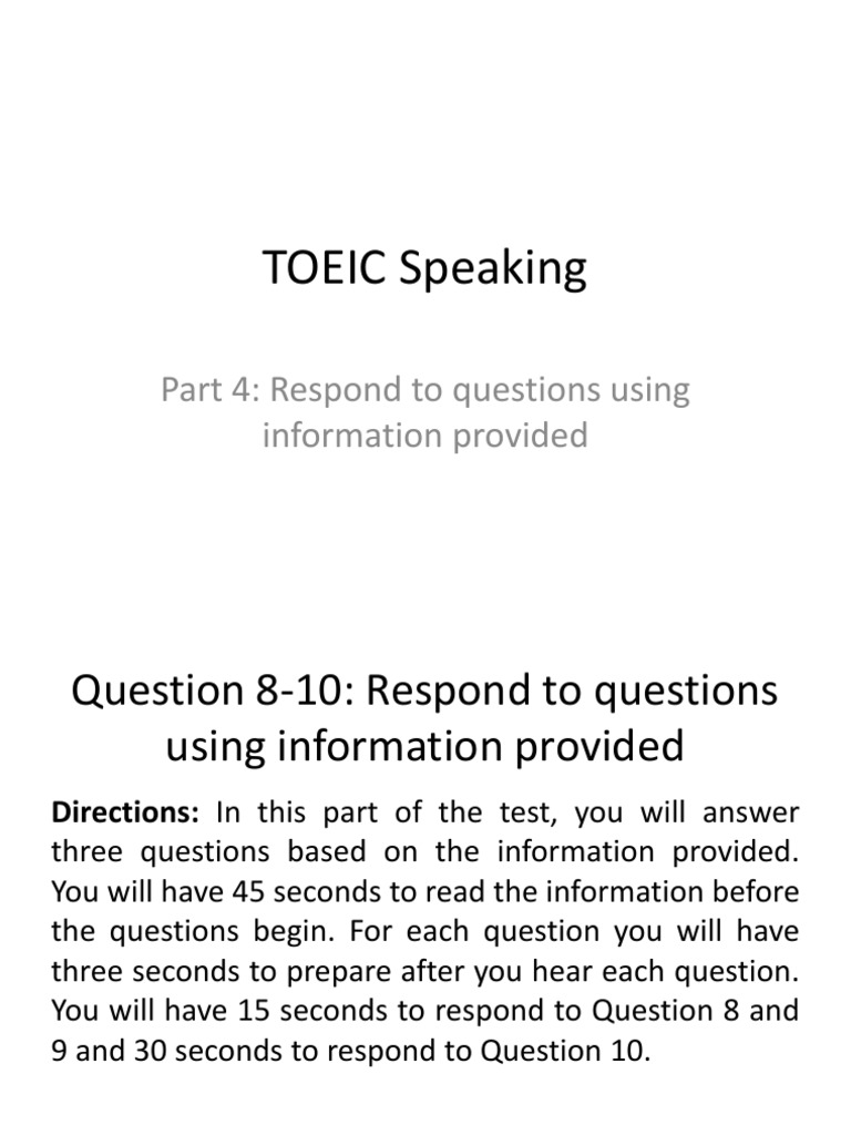Speaking, Part 4 - Respond To Questions Using-Renderos | PDF