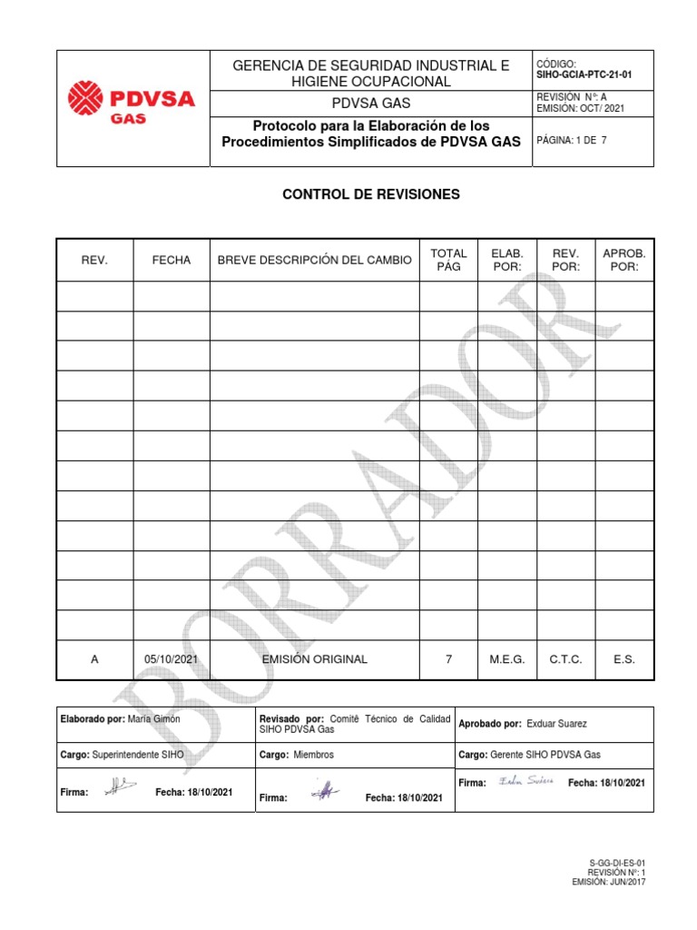 Protocolo para La Elaboracion de Los Procedimientos Simplificados PDVSA ...