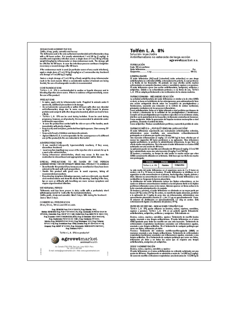 Tolfen La 8 Tolfemax Ap 8 - 108 | PDF | Medicina | Tratamientos médicos