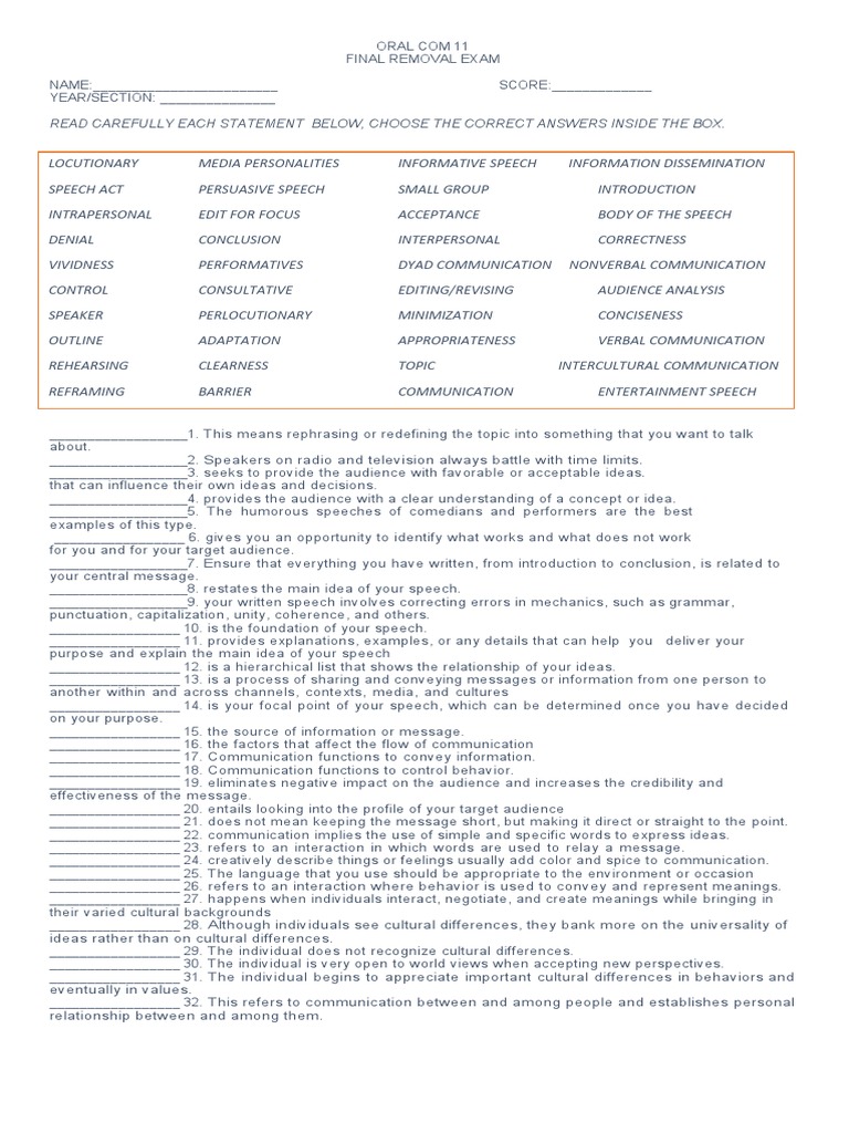 11 Prelim Exam | PDF | Communication | Behavior