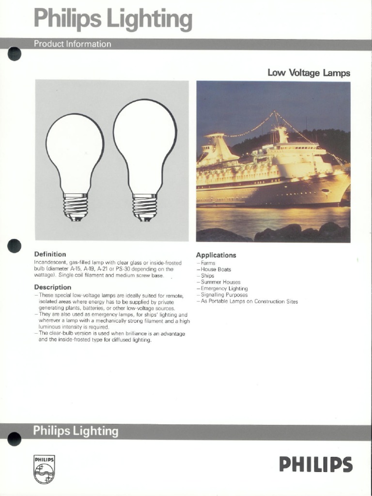 Philips Low Voltage Incandescent Lamps Bulletin 7-89 | PDF