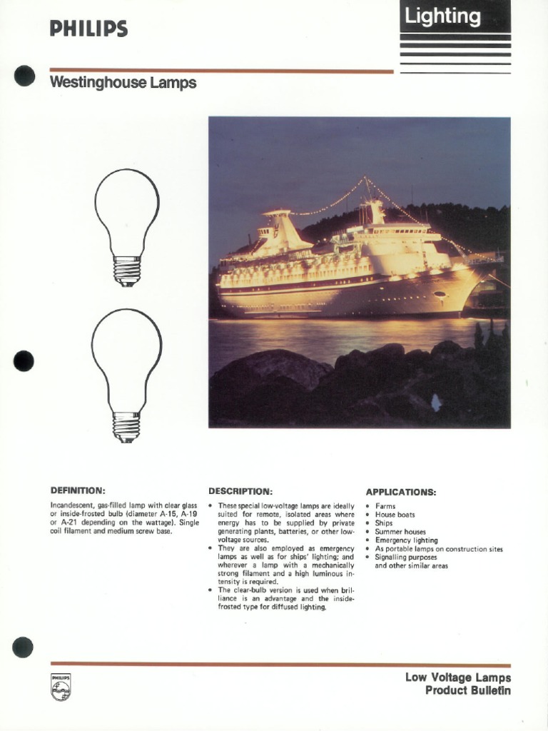 Philips Low Voltage Incandescent Lamps Bulletin 10-84 | PDF