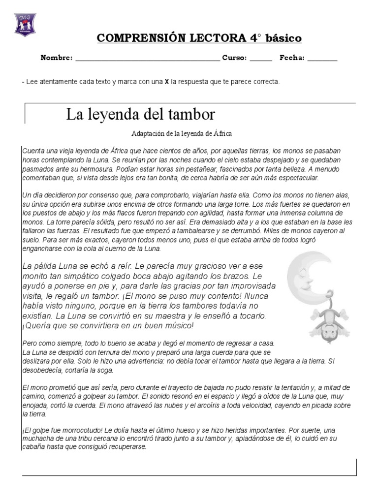 COMPRENSIÓN LECTORA 4° Básico | PDF