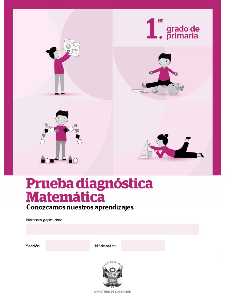 Prueba Diagnóstica Matemática, Conozcamos Nuestros Aprendizajes. 1er. Grado de Primaria | PDF