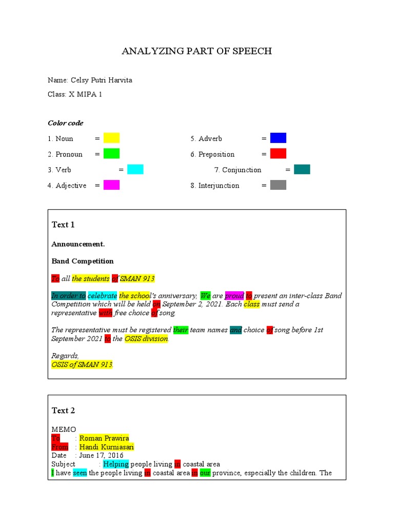ANALYZING PART OF SPEECH | PDF