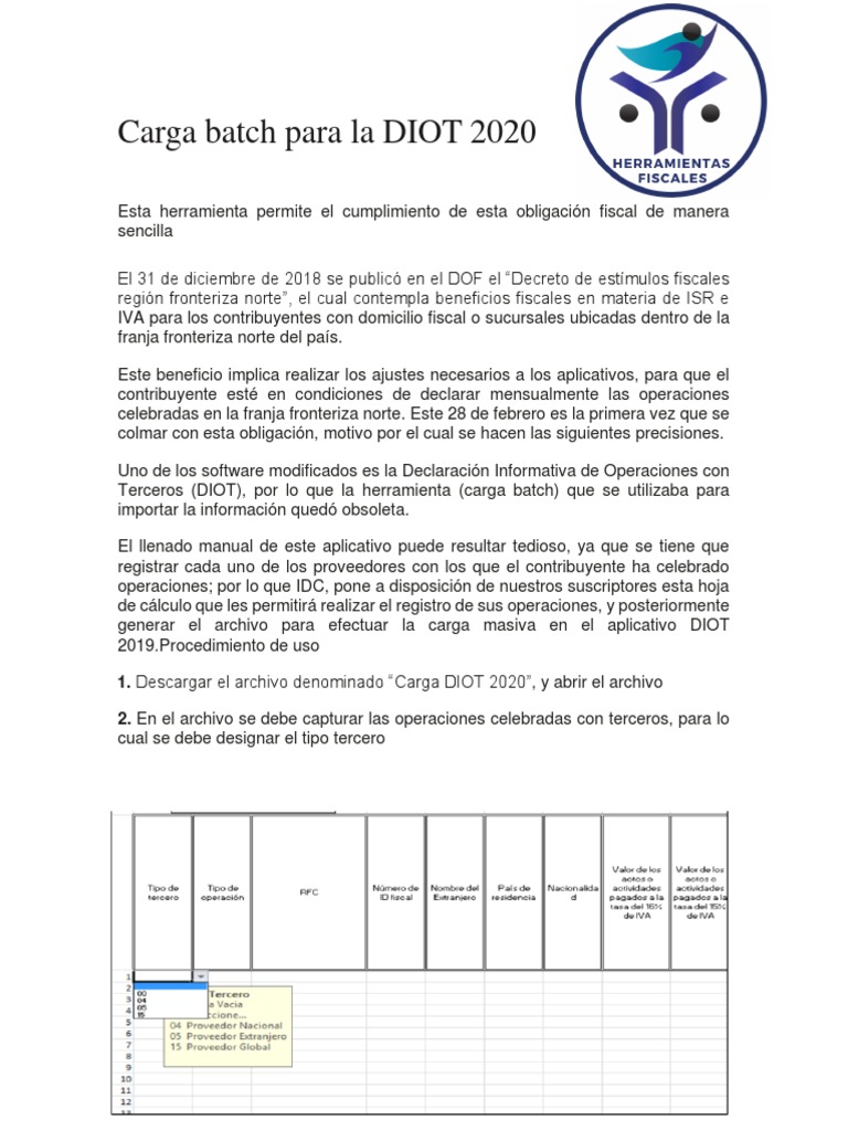 G-Guia de Uso Carga Batch DIOT 2020 | PDF | Informática | Software