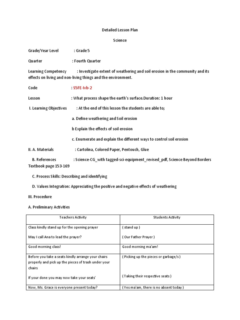 Detailed Lesson-WPS Office | PDF | Erosion | Soil