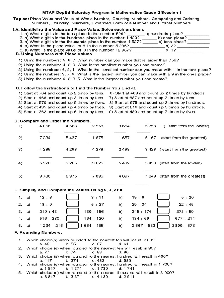 Place Value and Whole Numbers: An MTAP-DepEd Mathematics Lesson for ...