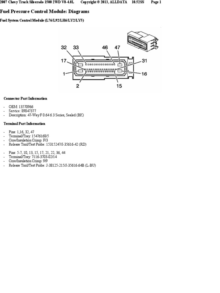 Fuel Pressure Control Module: Diagrams | PDF