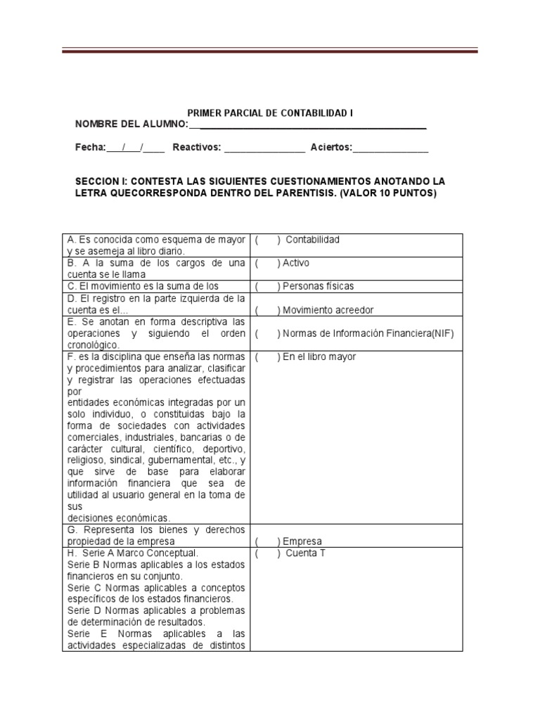 Primer Parcial de Contabilidad I | PDF | Contabilidad | Business