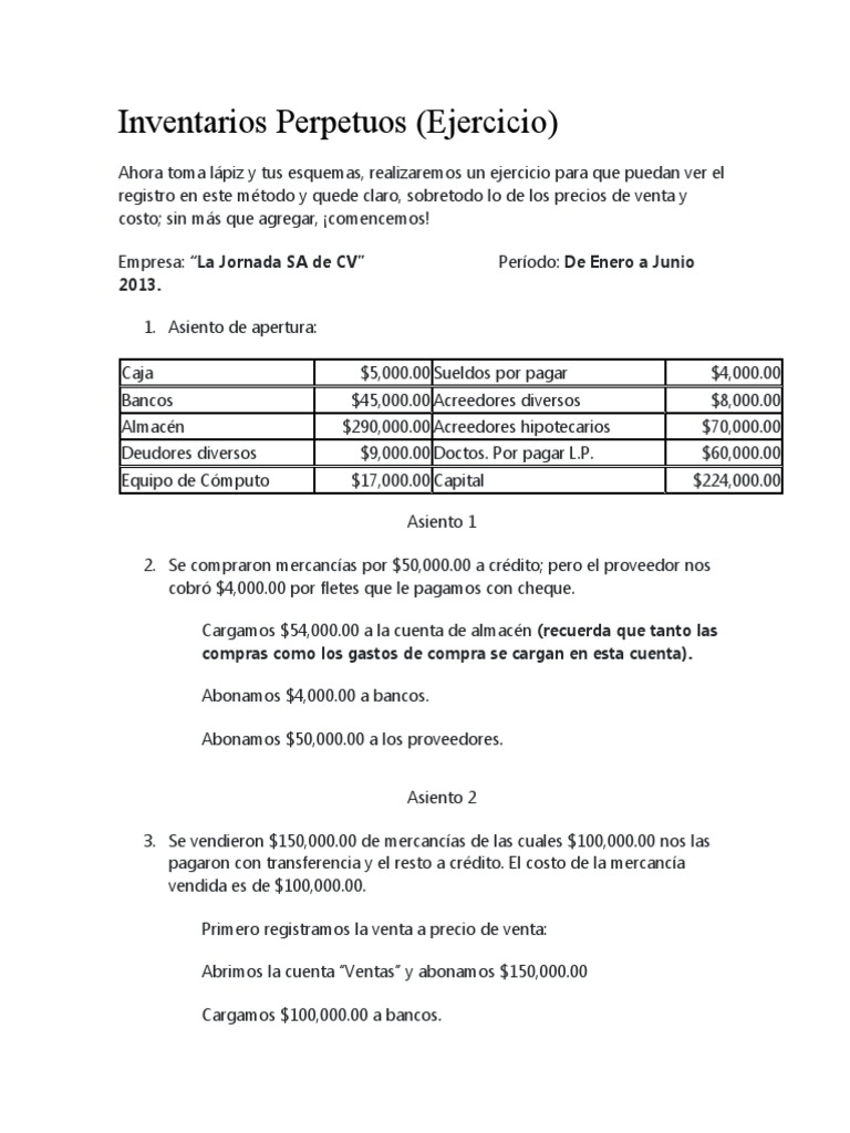 Inventarios Perpetuos | PDF | Bancos | Business