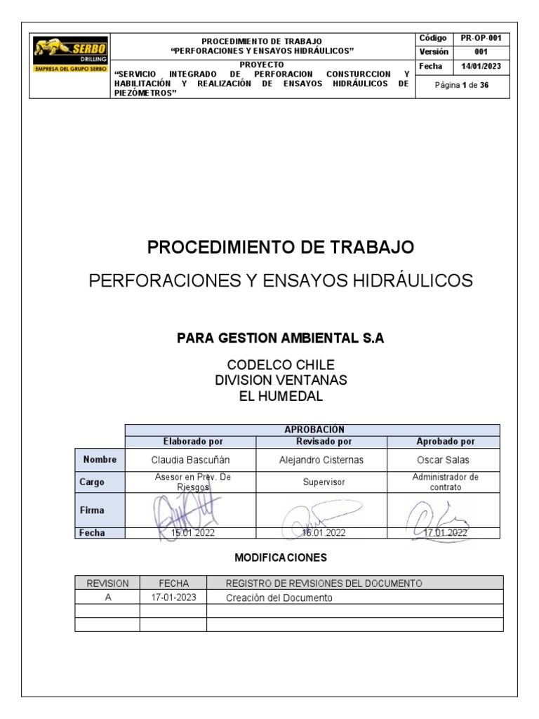 PR OP 001 - Procedimiento | PDF