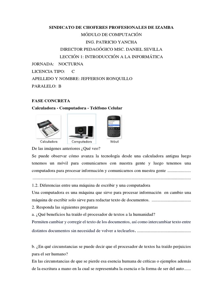 Lección 1 Introducción A La Informática | PDF | Procesador de textos ...