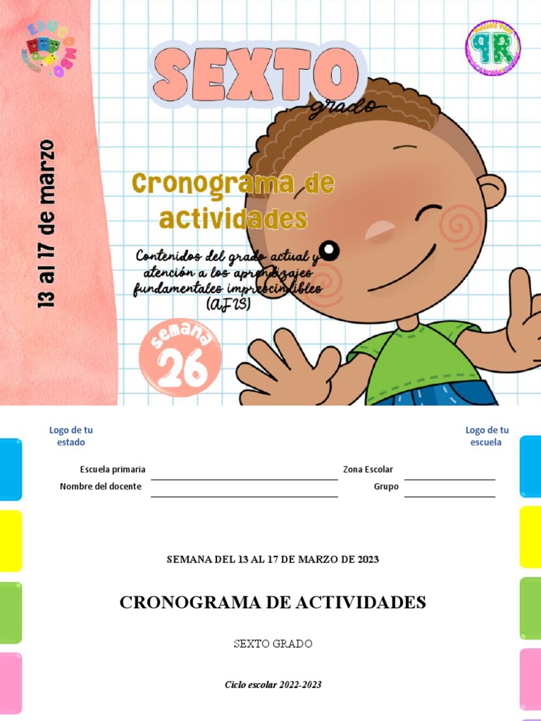 Cronograma de actividades para sexto grado | PDF | Evaluación | Pensamiento