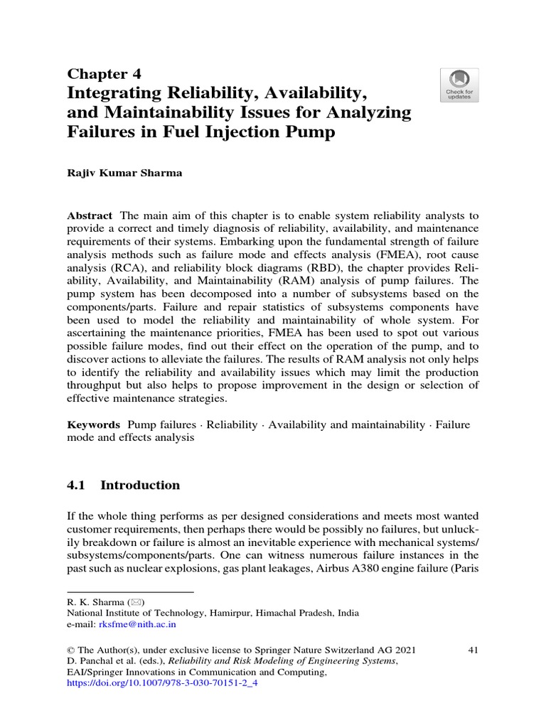 Integrating Reliability, Availability, and Maintainability Issues For Analyzing Failures in Fuel ...
