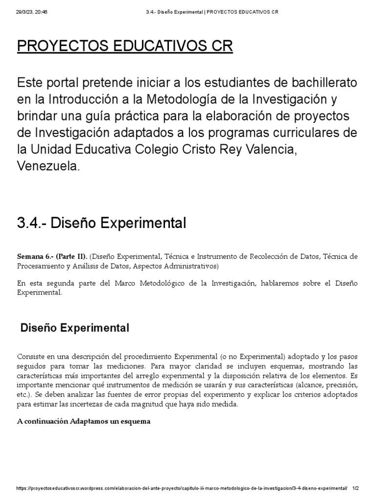 3.4. - Diseño Experimental - PROYECTOS EDUCATIVOS CR | PDF | Experimentar | Diseño de experimentos