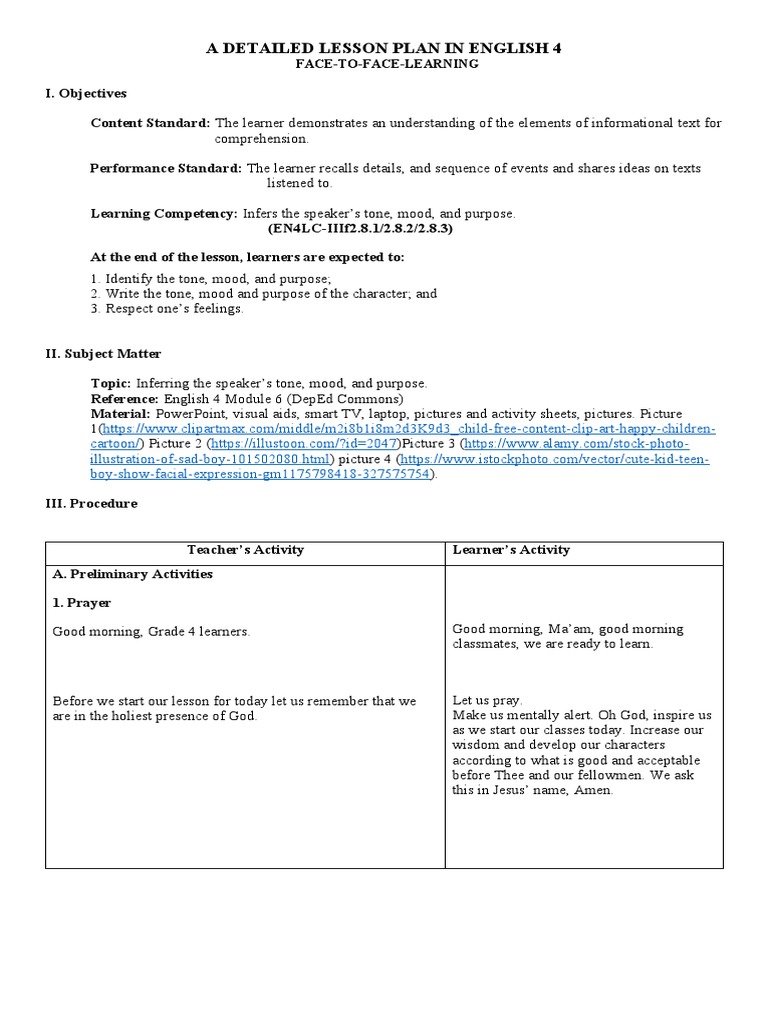 EDITED-A-Detailed-Lesson-Plan-in-English-4F-2-F | PDF | Learning | Mood (Psychology)