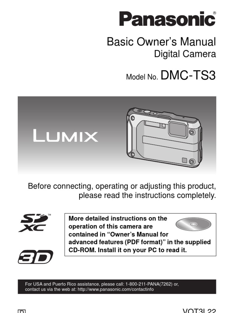 Dmc-Ts3: Basic Owner's Manual | PDF | Secure Digital | Battery (Electricity)