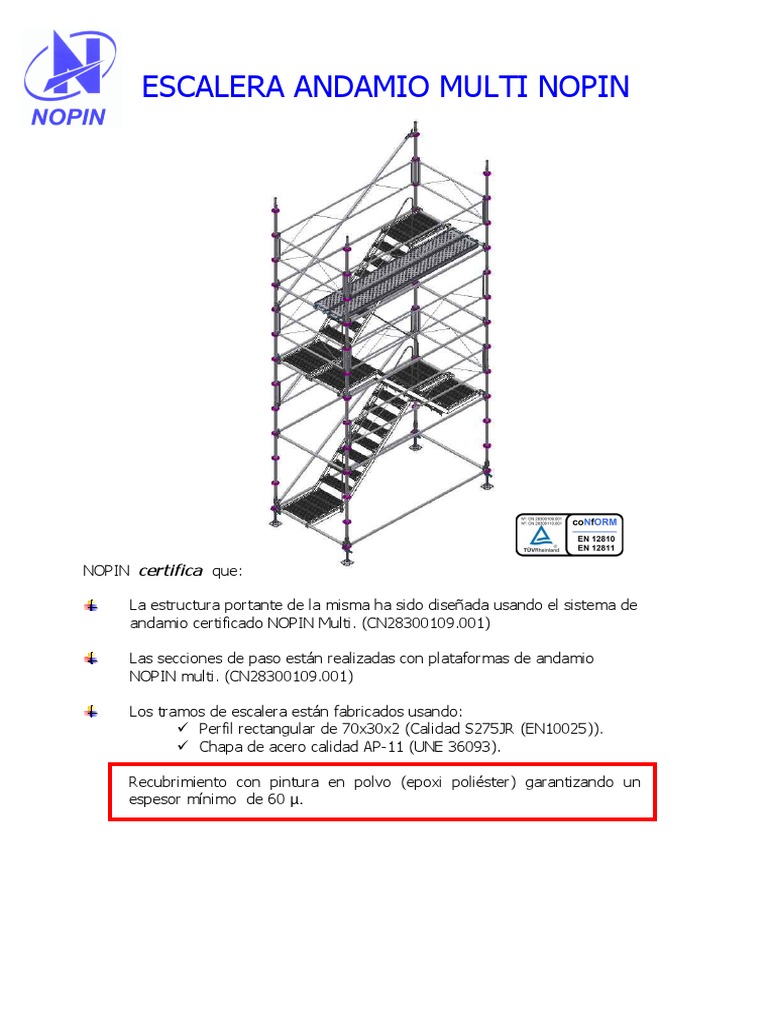 Certificado de Andamio-Nopin | PDF | Andamio | Ingeniería de Edificación