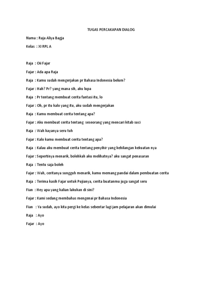 Tugas Percakapan Dialog | PDF