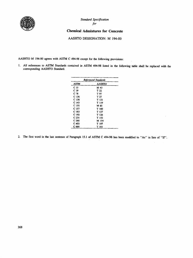 Standard Specification For: Astm Aashto | PDF