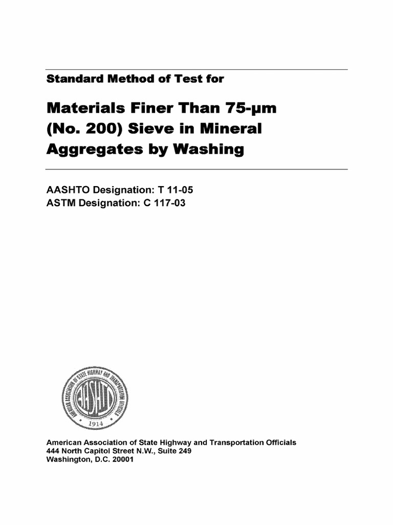 Aashto T11 - 2005 | PDF
