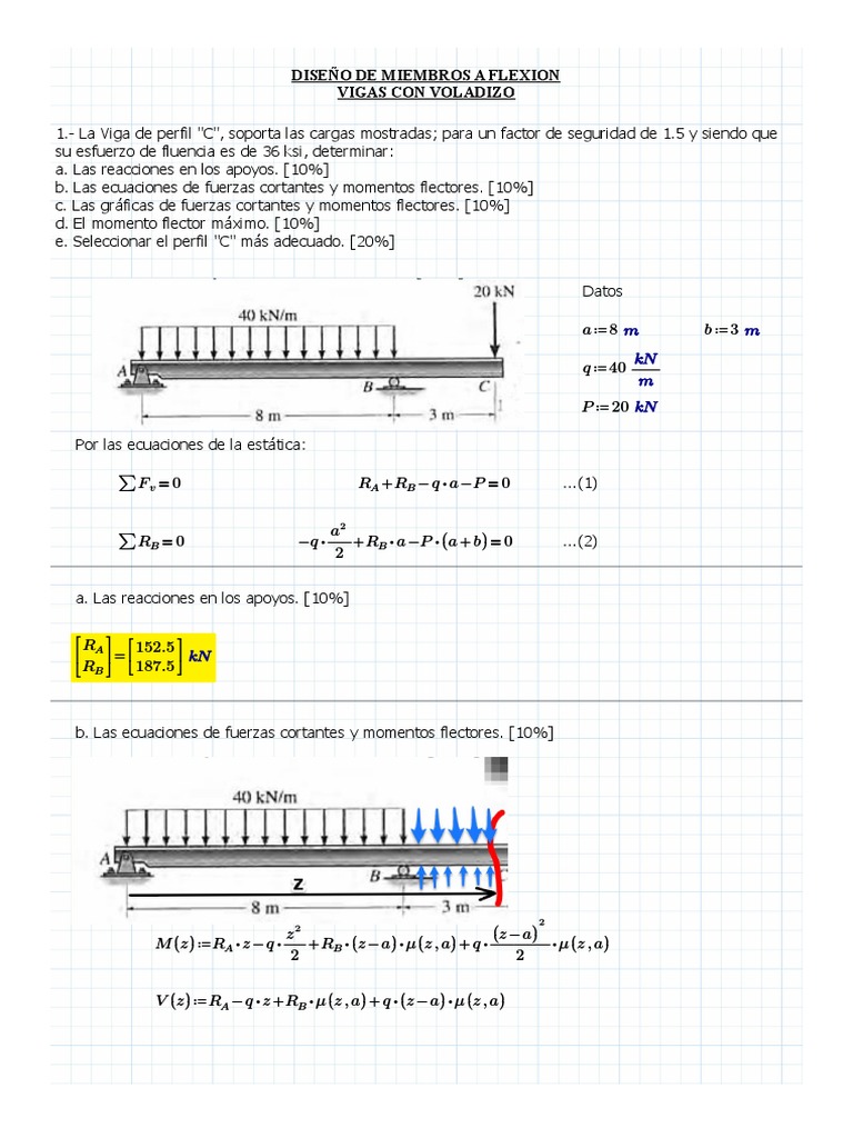 Vigas Con Voladizo | PDF | Viga (Estructura) | Ingeniería de Edificación