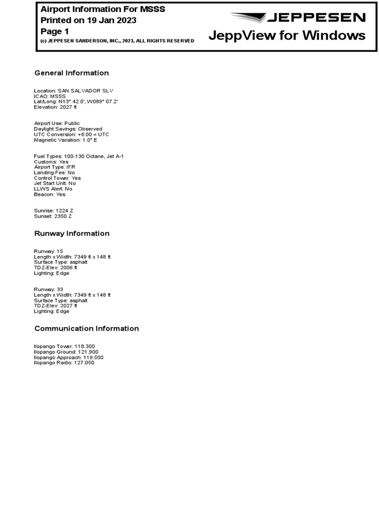 Jeppview For Windows: General Information General Information | Download Free PDF | Transport ...