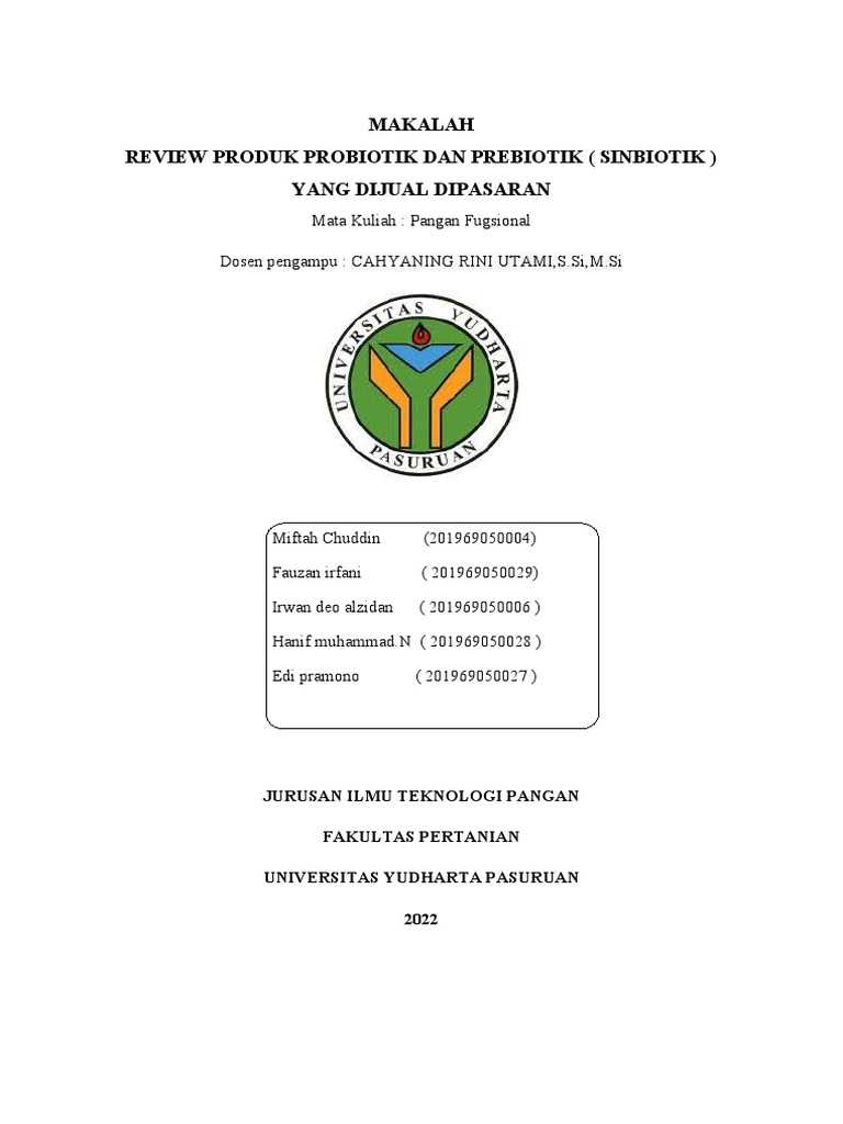 Makalah Poduk - Produk Sinbiotik (Probitik Dan Prebiotik) Kelompok 2 ...