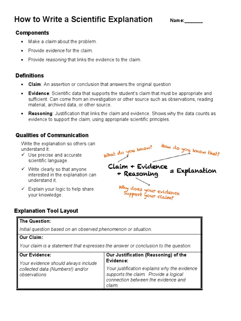 Claim Evidence Reasoning Worksheet | PDF | Evidence | Scientific Method
