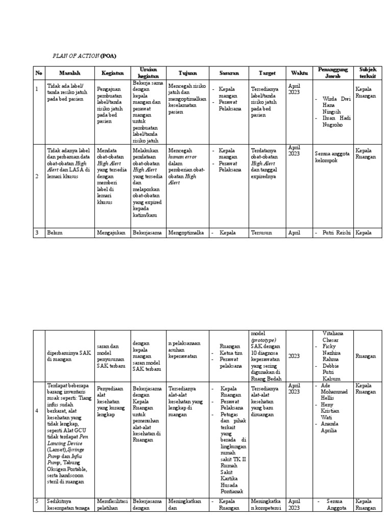 Plan of Action | PDF