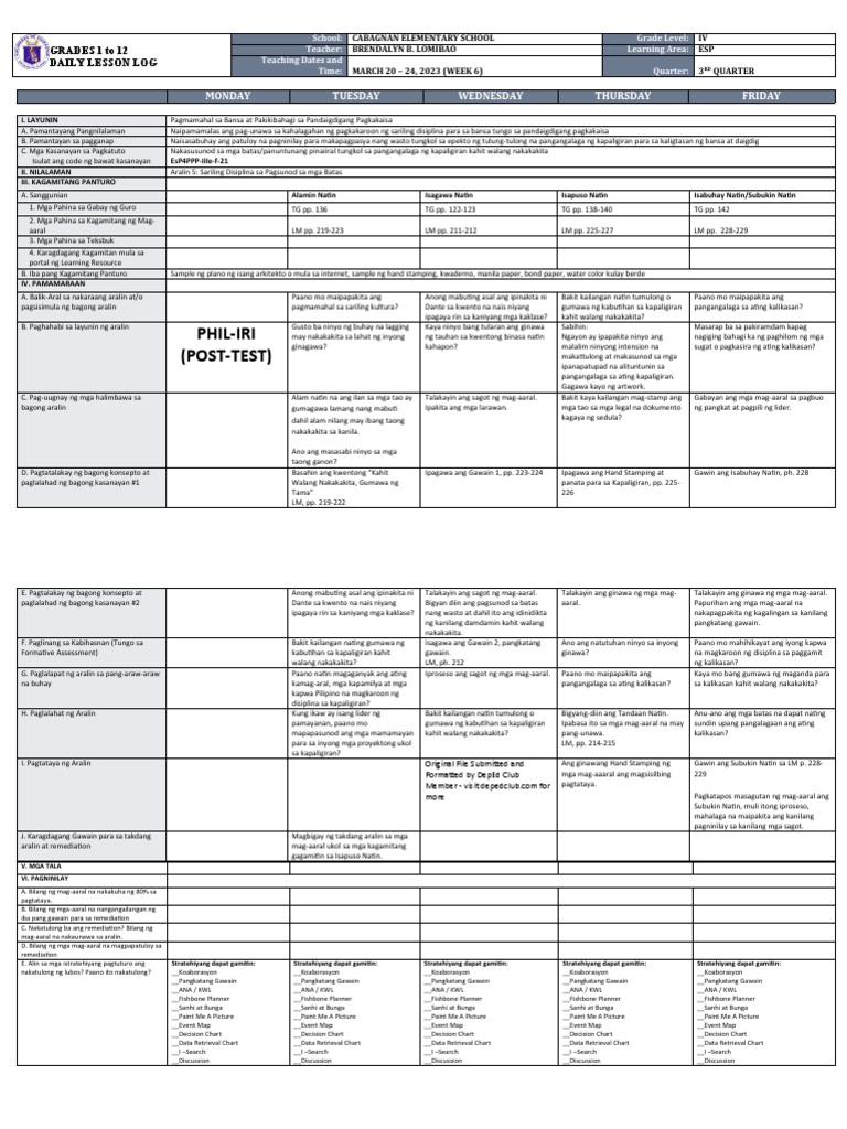 DLL - Esp 4 - Q3 - W6 | PDF