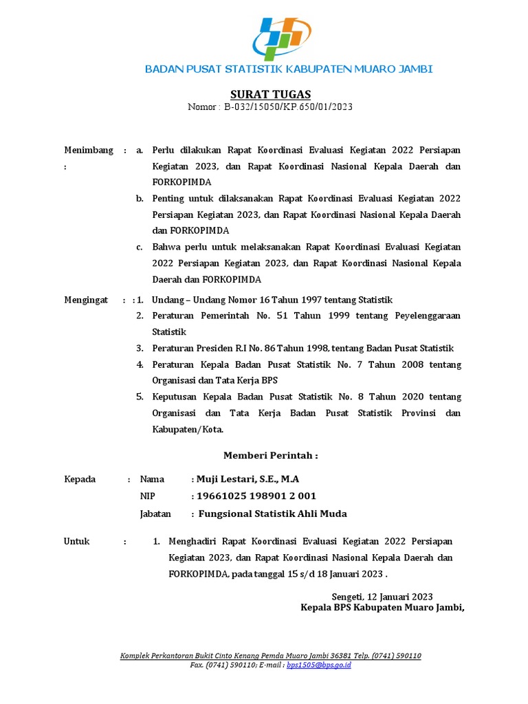 Surat Tugas Bu Muji | PDF