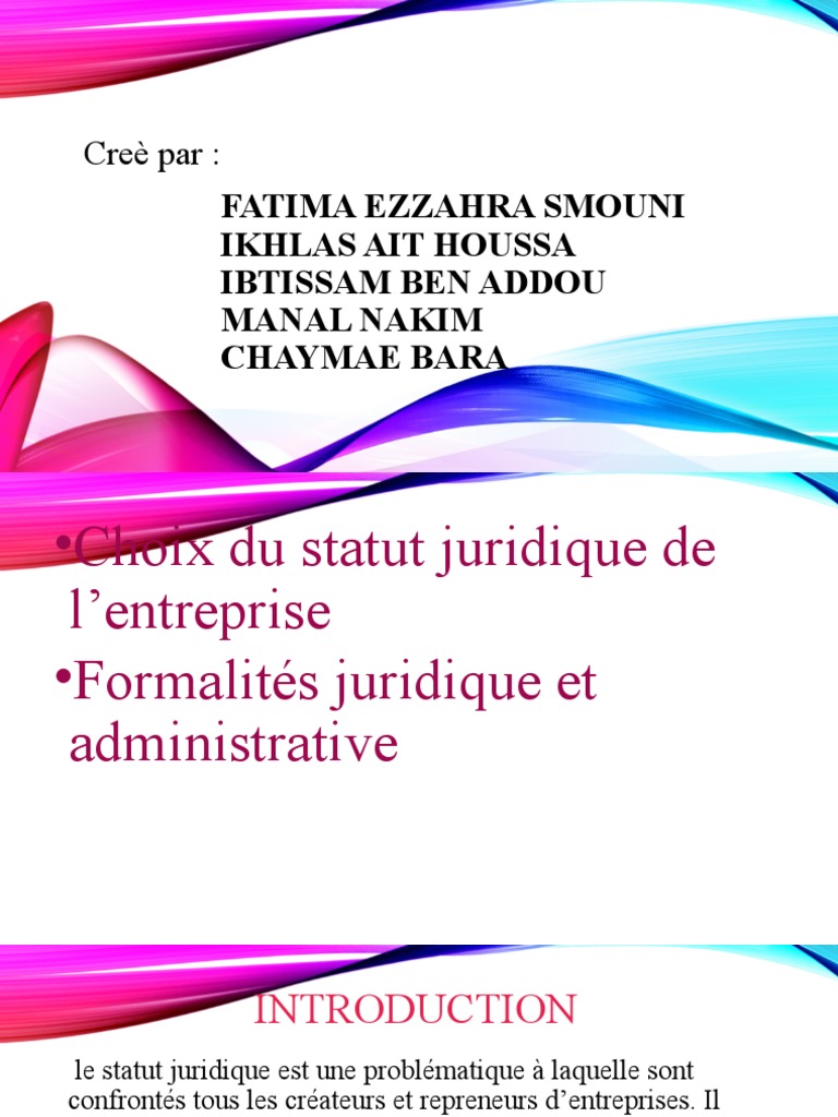 Choix du Statut Juridique d'Entreprise | PDF | Business | Économie d'entreprise