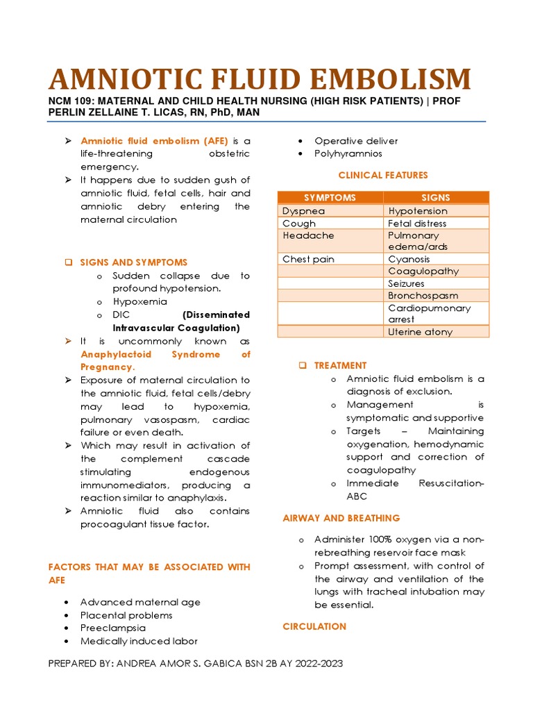 Amniotic Fluid Embolism | PDF | Childbirth | Vagina