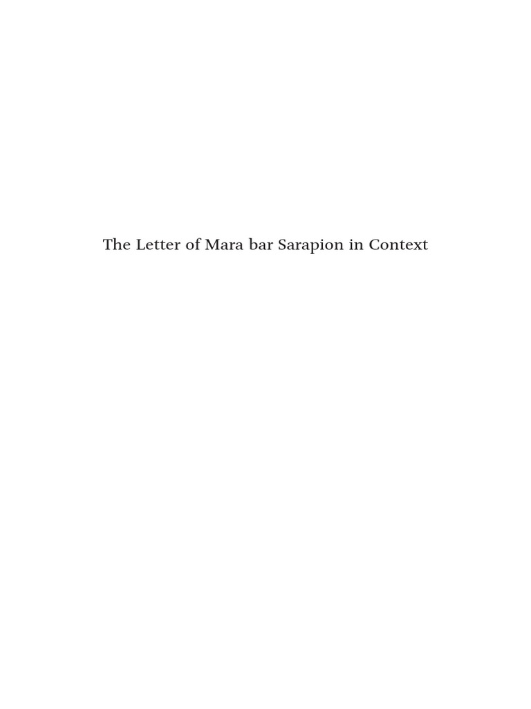 The Letter of Mara Bar Sarapion in Conte | PDF | New Testament