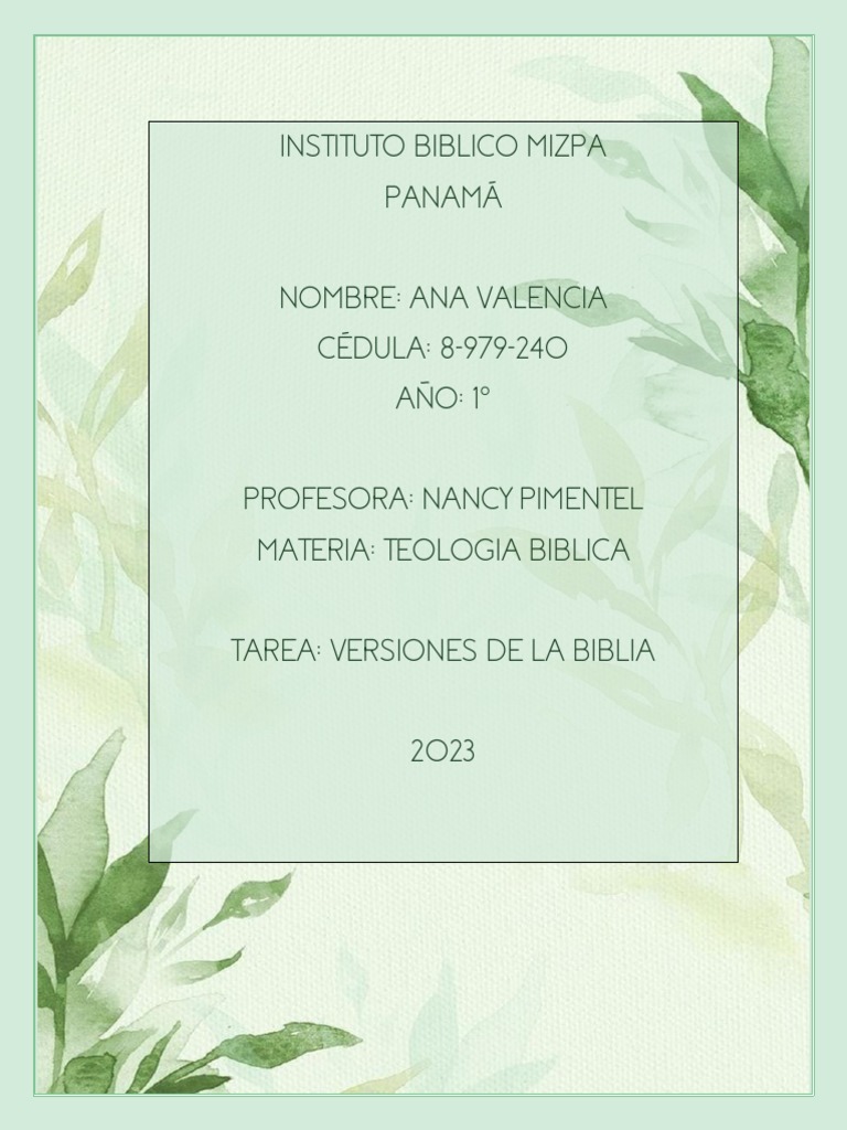 Instituto Biblico Mizpa Panamá | PDF | Biblia