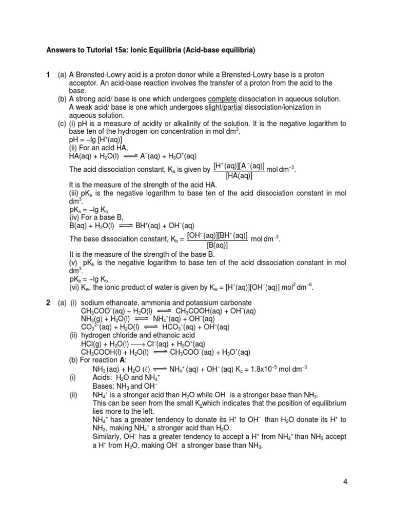 Acid-Base Equilibria and Constants | PDF | Acid Dissociation Constant ...