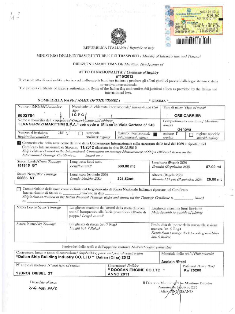 42 CERTIFICATE OF REGISTRY | PDF