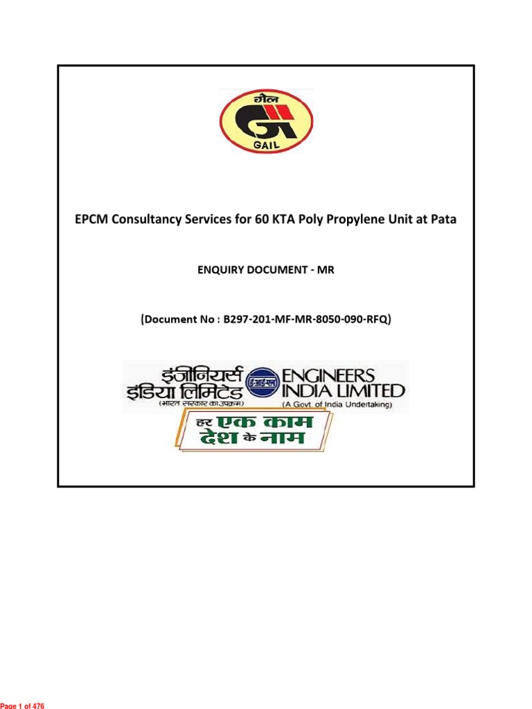 EPCM Consultancy Services For 60 KTA Poly Propylene Unit at Pata | PDF ...