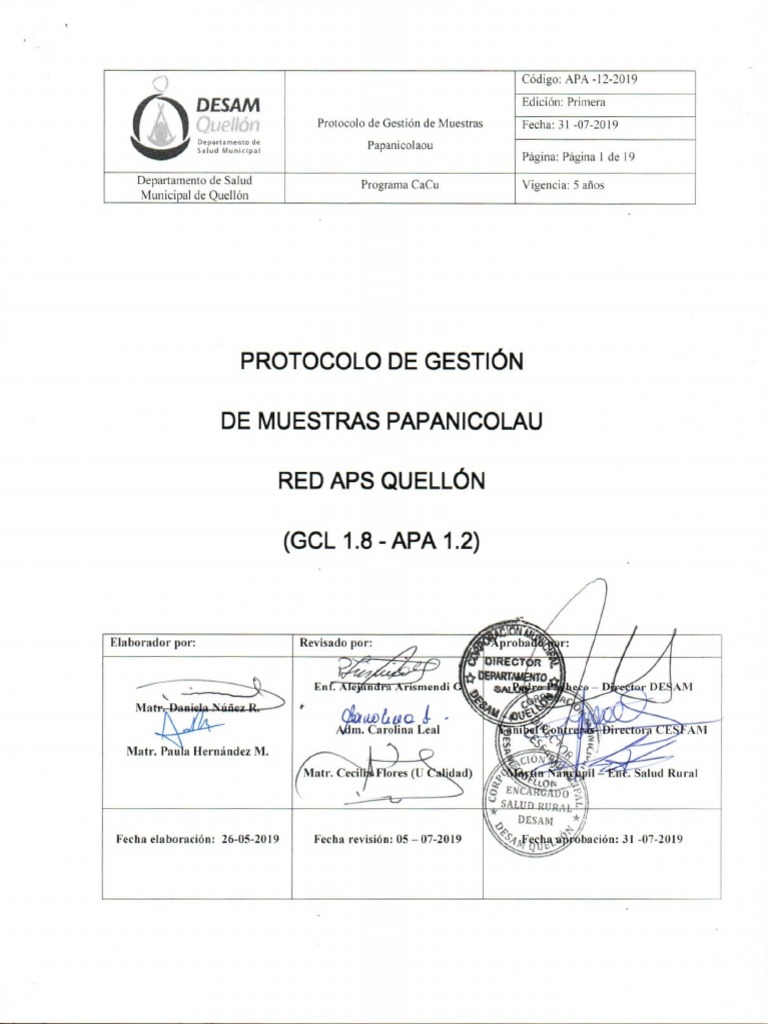 Protocolo de Gestión de Muestras Papanicolau | PDF