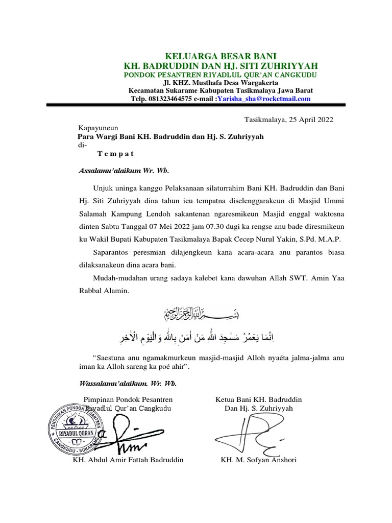 Keluarga Besar Bani Kh. Badruddin Dan Hj. Siti Zuhriyyah: Tempat | PDF