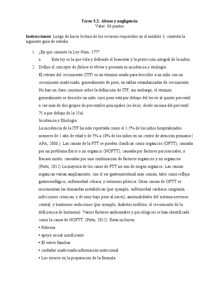 m3 Abuso y Negligencia Tarea 3-2 (1) M | PDF | Abuso infantil | Medicina CLINICA