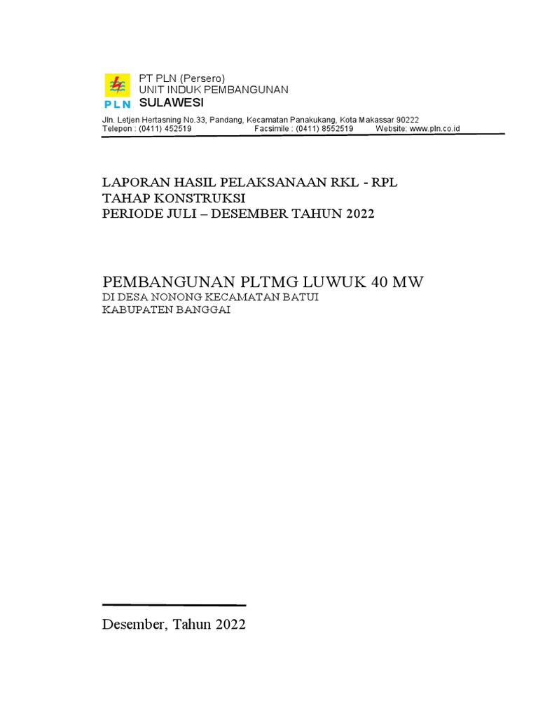 Laporan RKL-RPL Konstruksi PLTMG Luwuk 2022 | PDF | Komputer ...