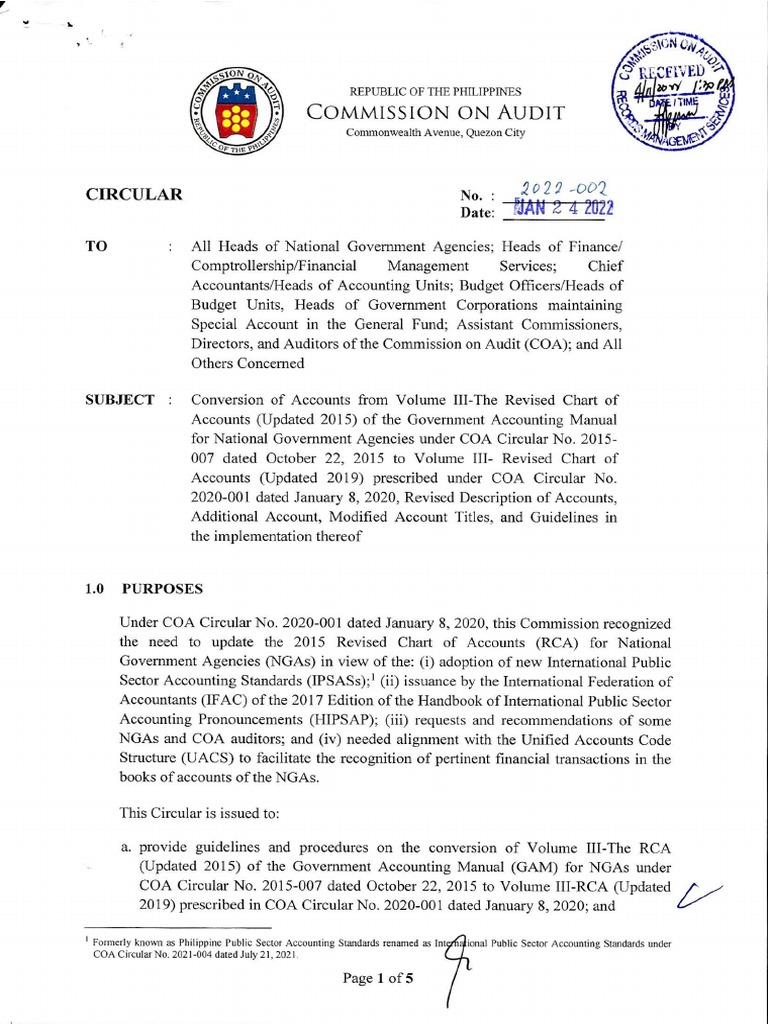 Coa Circular No. 2022-002 | PDF