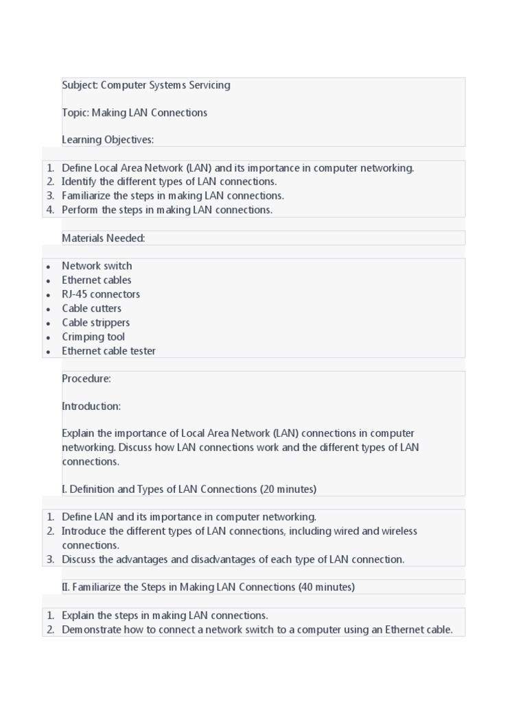 CSS-12 Making LAN Connections | PDF | Electrical Connector | Local Area ...