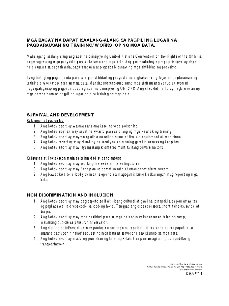 Checklist Sa Pagpili NG Venue | PDF