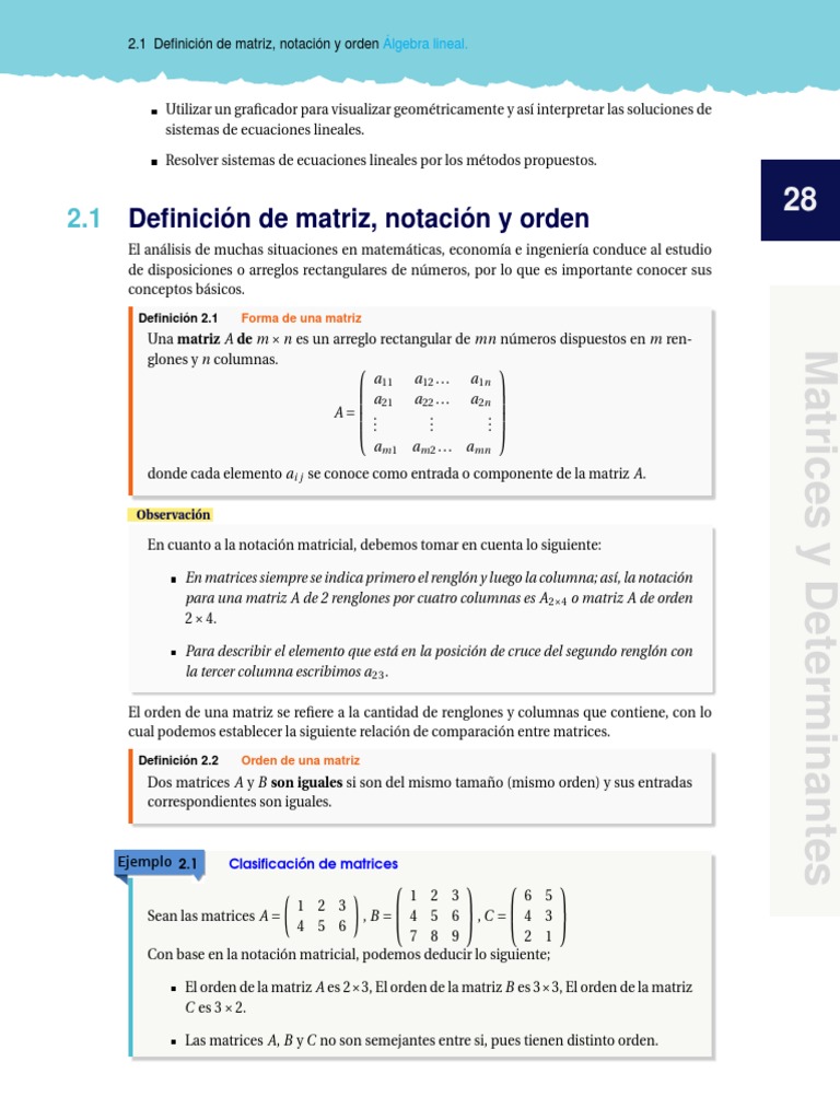 2.1 Operaciones Con Matrices | PDF | Matriz (Matemáticas) | Determinante